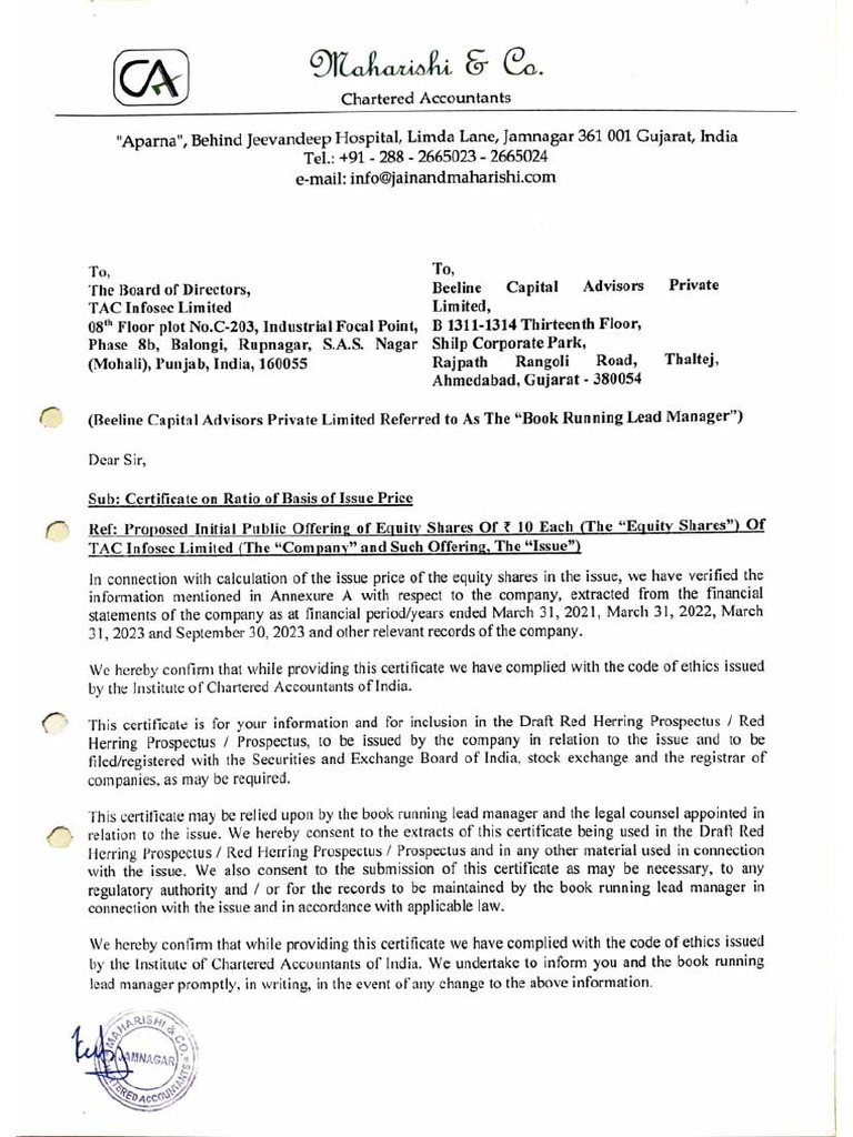 Certificate-on-Basis-of-Issue-Price-and-KPI_1 | PDF