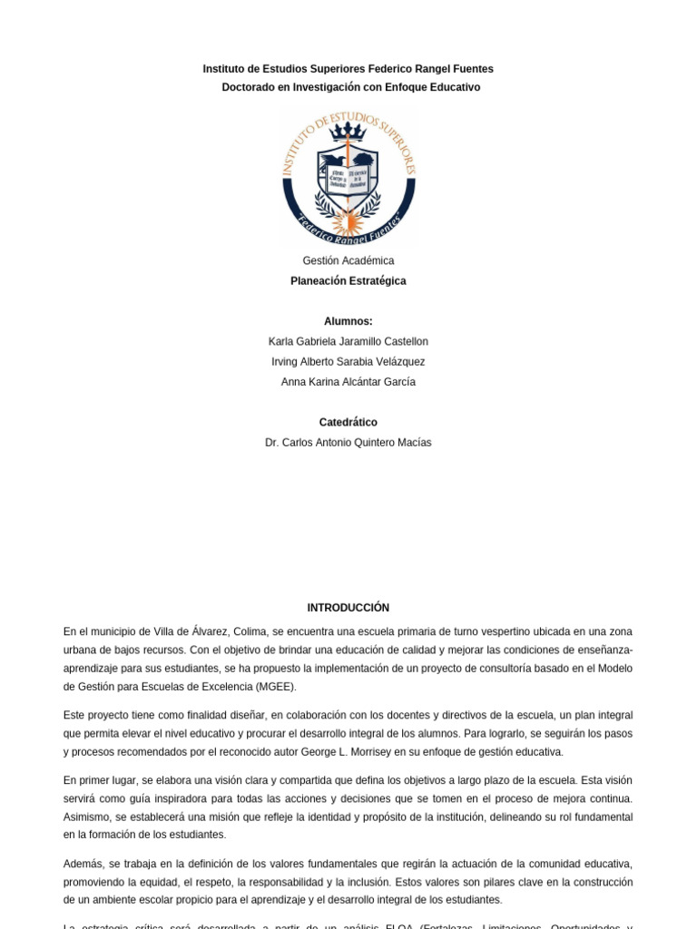 Proyecto Pensamiento Estratégico. Karla, Irving y Anna Karina | PDF ...