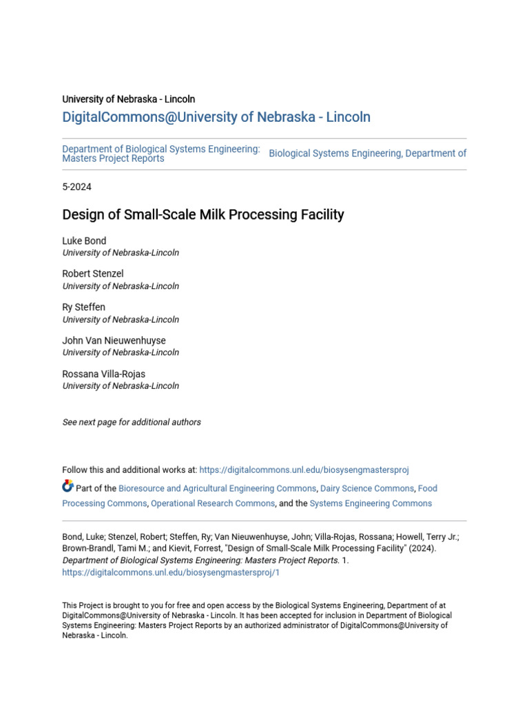 Design of Small-Scale Milk Processing Facility | PDF | Milk | Dairy Design of Small-Scale Milk Processing Facility | PDF | Milk | Dairy