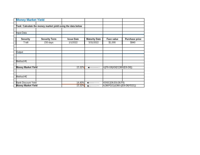 Money Market Yield (Solution) | PDF