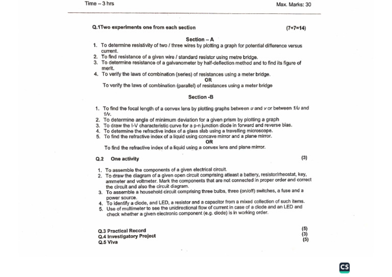 Practical Question Paper SSCE 2024-25 | PDF