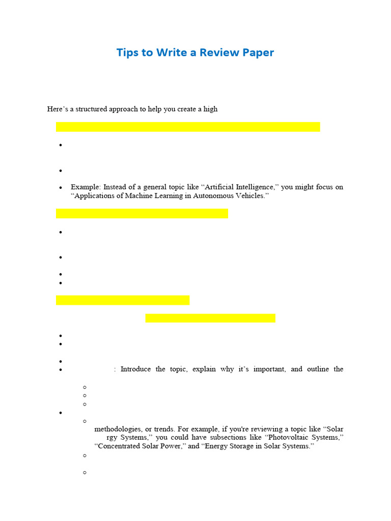 Tips to Write a Review Paper | PDF | Machine Learning | Citation