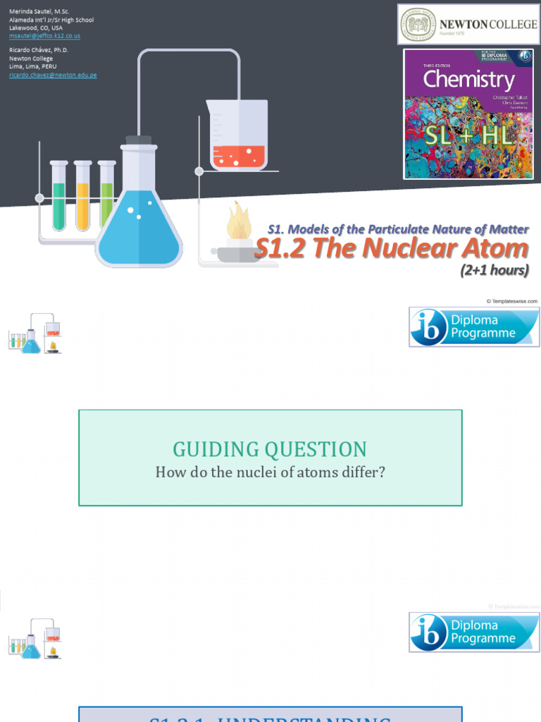 05 Ib Chemistry (Sl+Hl) - s1.2 the Nuclear Atom | PDF | Atomic Nucleus ...