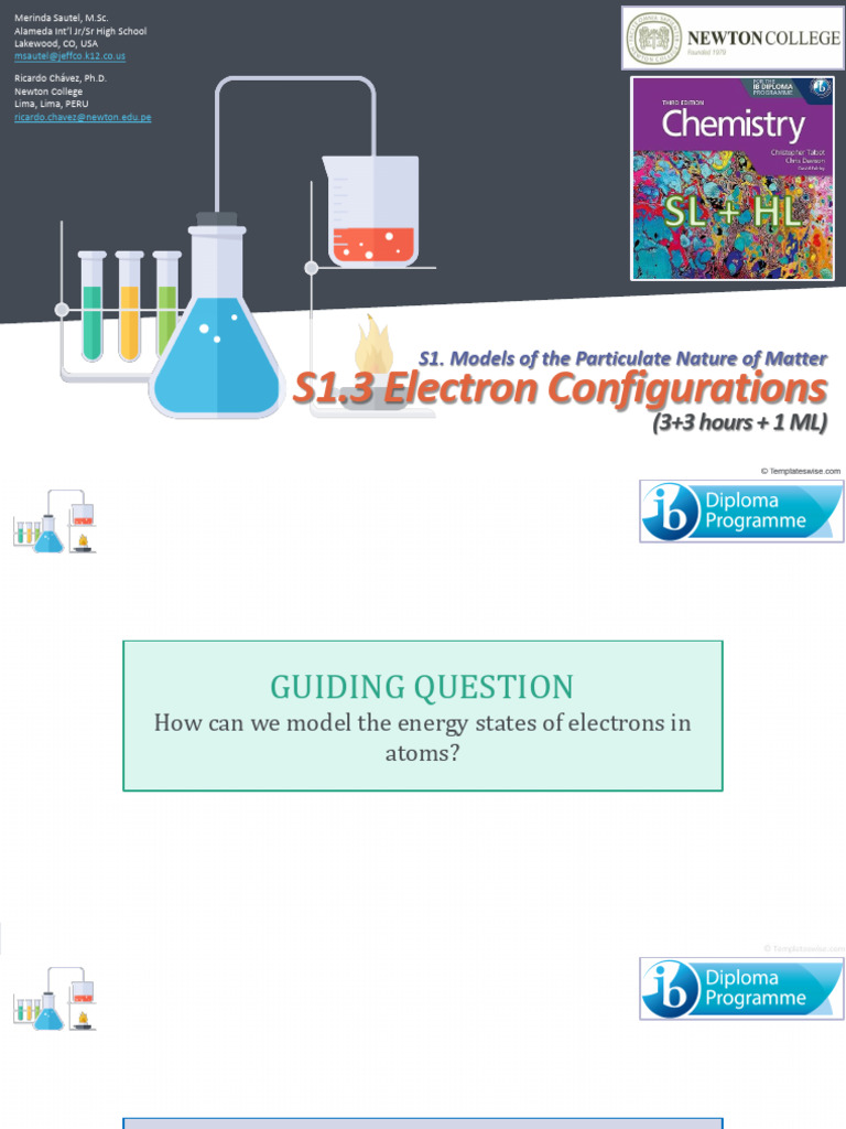 06 Ib Chemistry Sl Hl S1 3 Electron Configuration Pdf Emission