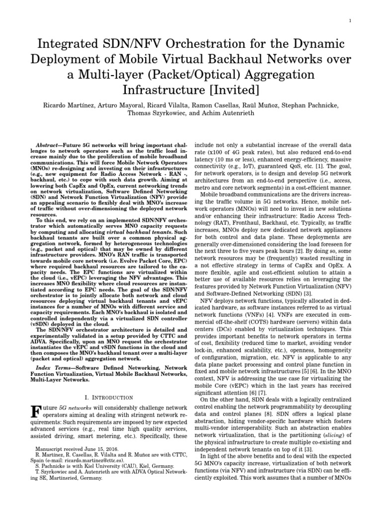 Integrated SDN - NFV Orchestration For The Dynamic | PDF | Computer Network | Multiprotocol ...