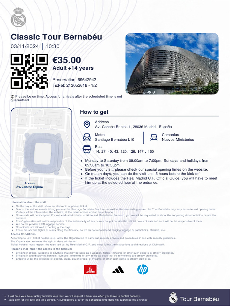 Bernabéu Tour Visitor Guide | PDF