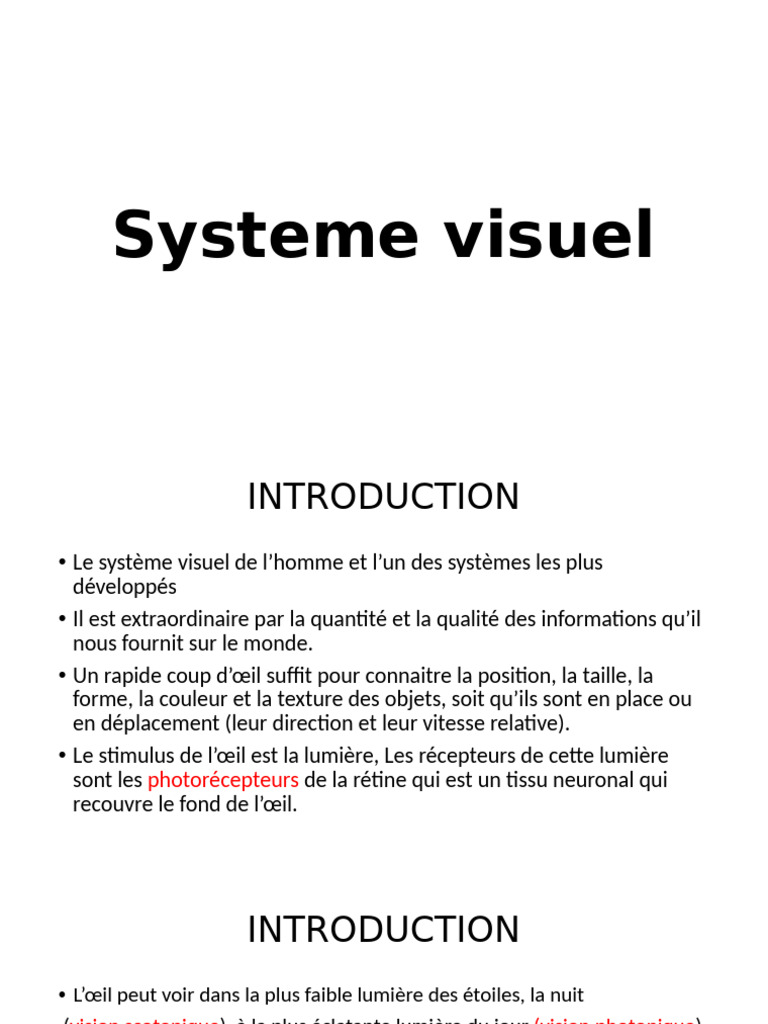 systeme visuel | PDF | Rétine | Lumière