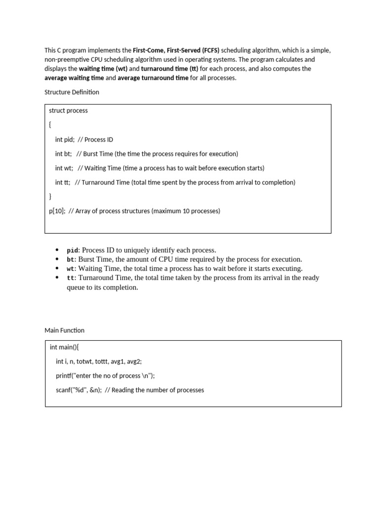 FCFS Implementation With Explaination | PDF | Scheduling (Computing ...