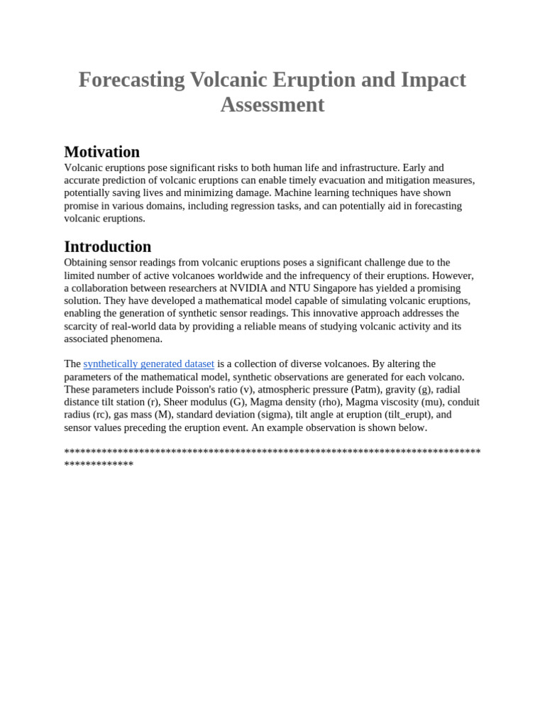 Forecasting Volcanic Eruption and Impact Assessment | PDF | Regression ...