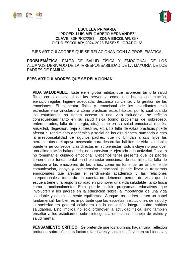 relacion de ejer articuladores (1) | PDF | Las emociones | Escuelas