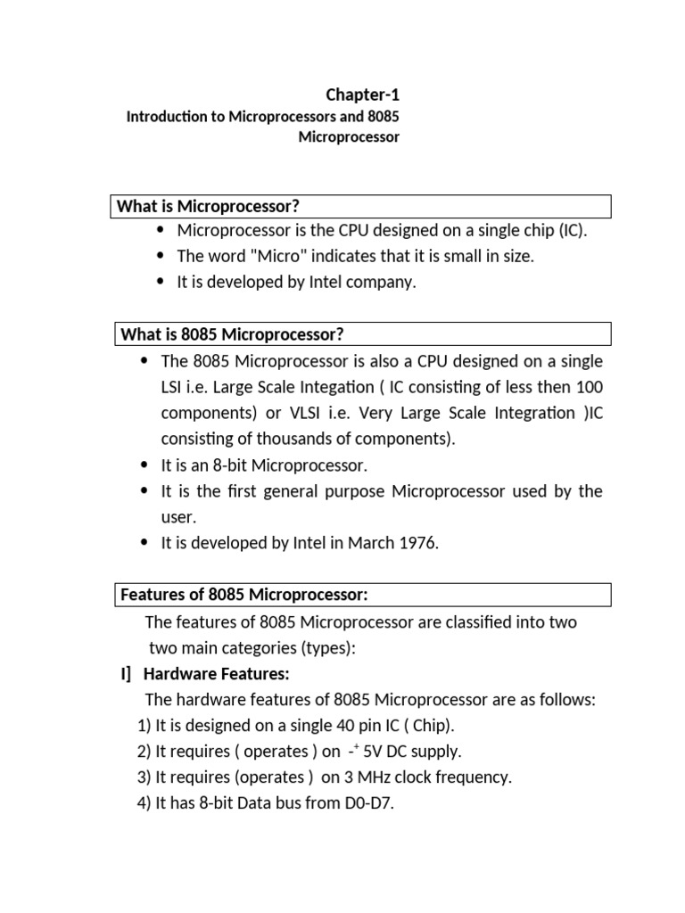 Xii Chapter 1 Introduction To Microprocessor And Organization Of 8085 Microprocessor