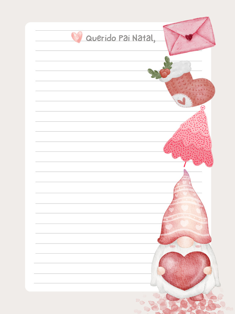 Papel de Carta A4 Natal Aquarela Cinza e Vermelho | PDF