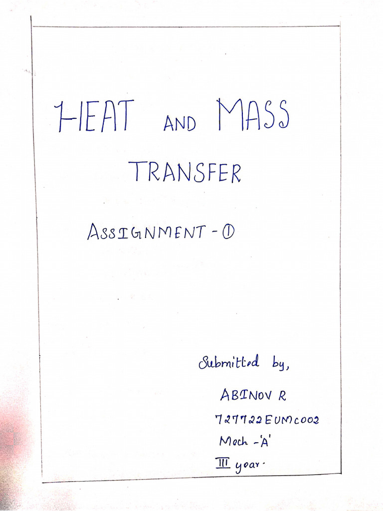 HMT Assignment | PDF
