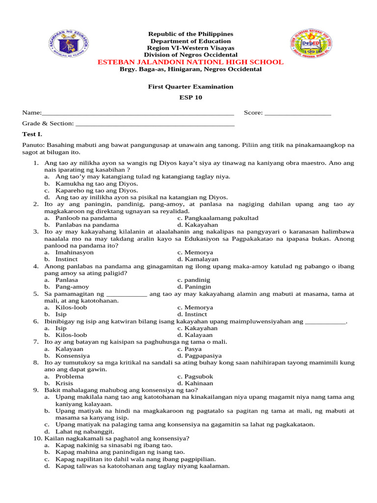 Esp10 Q1 033746 | PDF