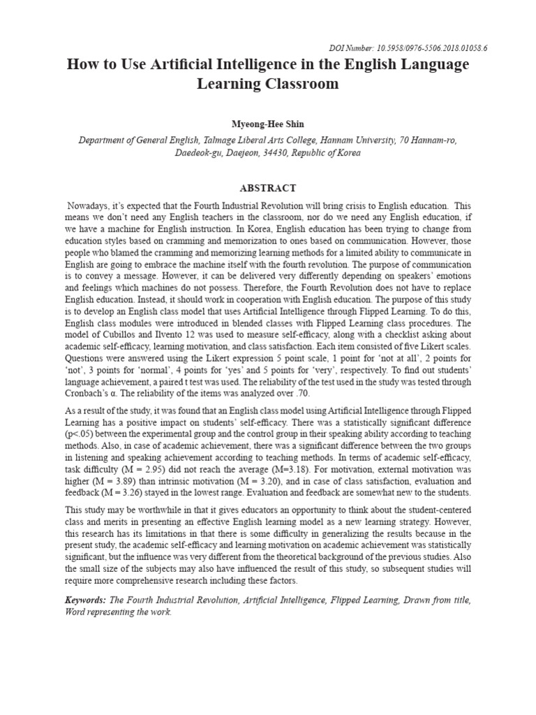How To Use AI in English Language Learning Class | PDF | Self Efficacy ...