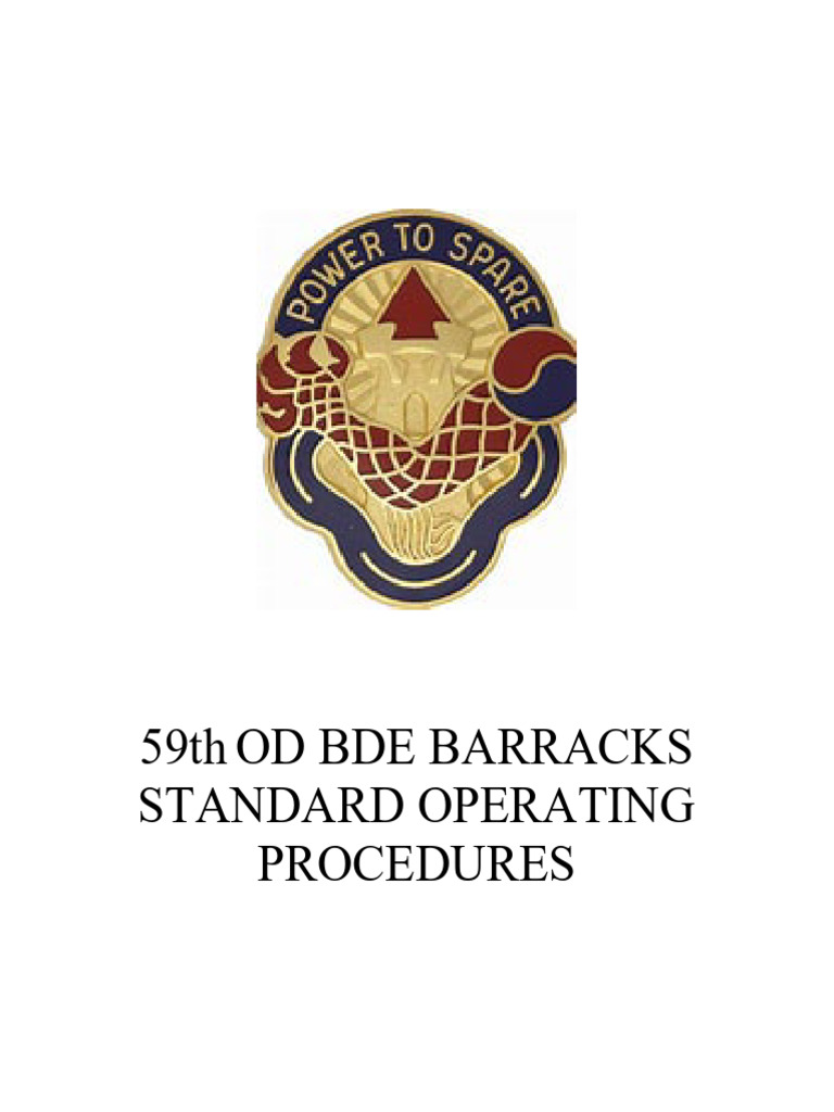 59th Ordnance Brigade Barracks SOP | PDF | Drill Instructor | Washing ...