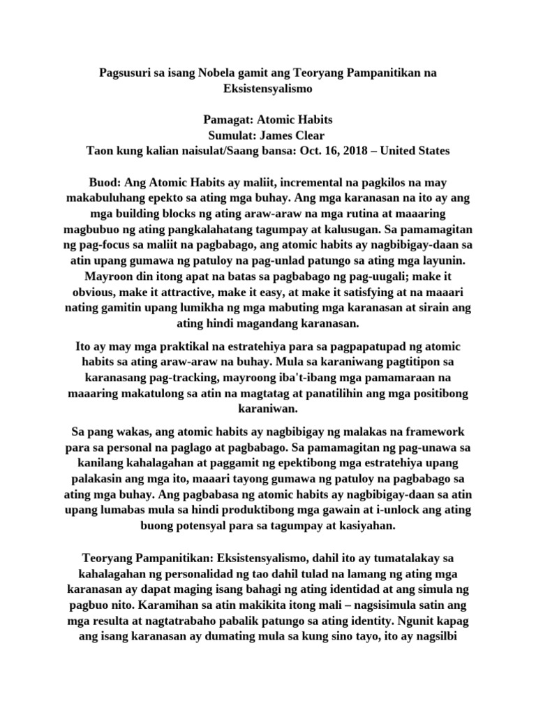 Pagsusuri Sa Isang Nobela | PDF