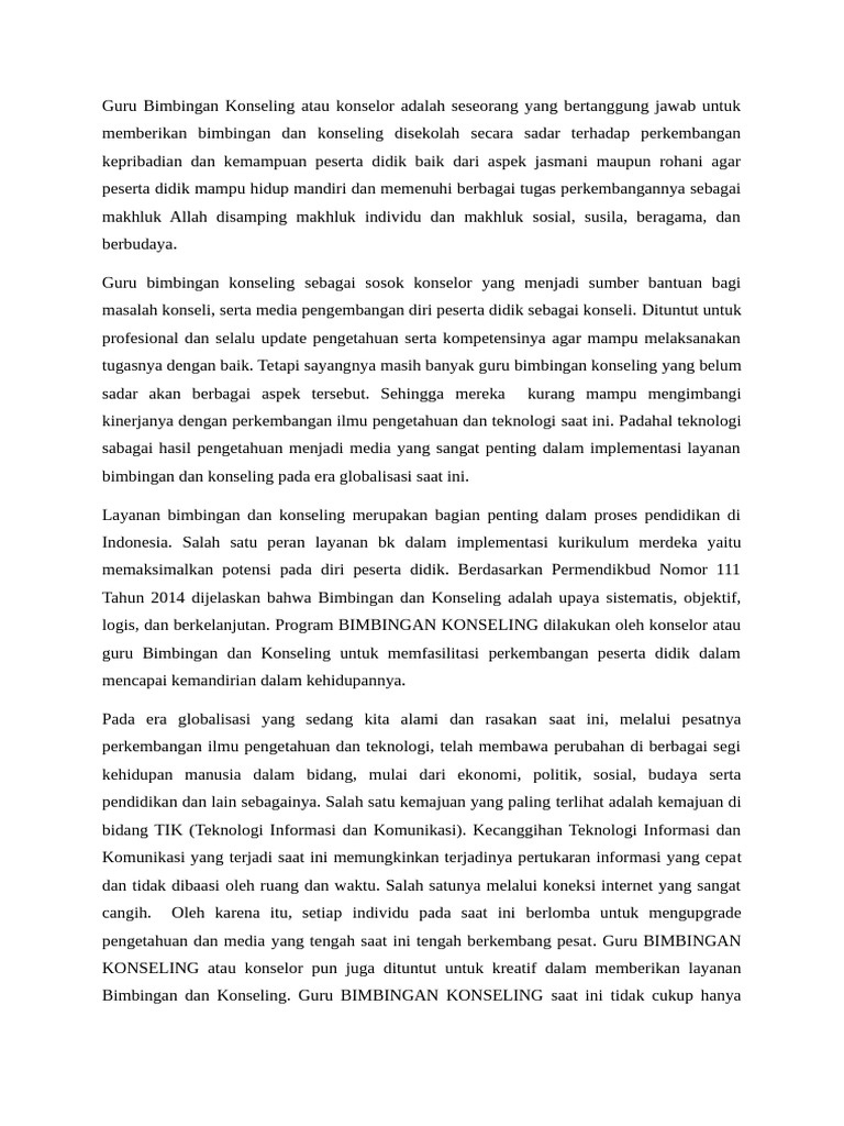 Guru BK Sebagai Sosok Konselor Yang Menjadi Sumber Bantuan Bagi Masalah ...