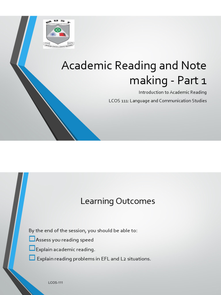 Lecture 3 - Academic reading and note making Part 1 (2) | PDF ...