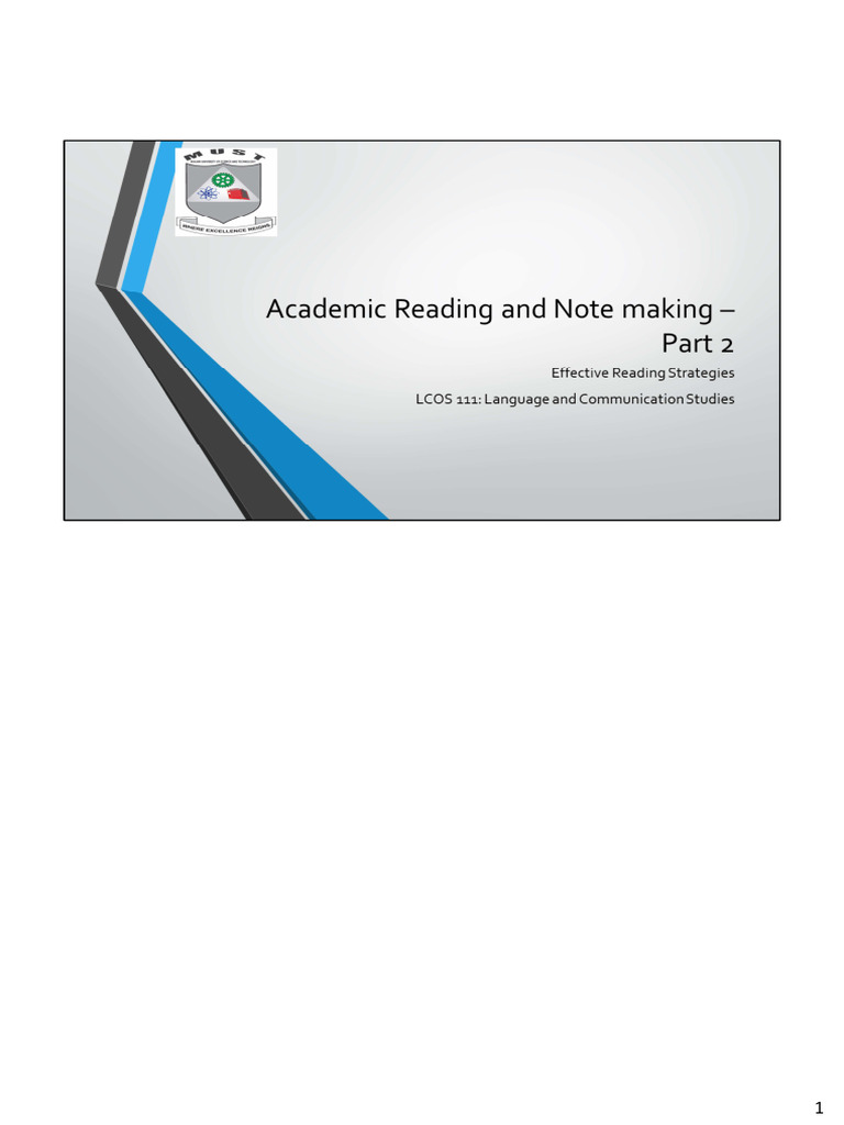 Lecture 4 Academic Reading and Note Making Part 2 | PDF