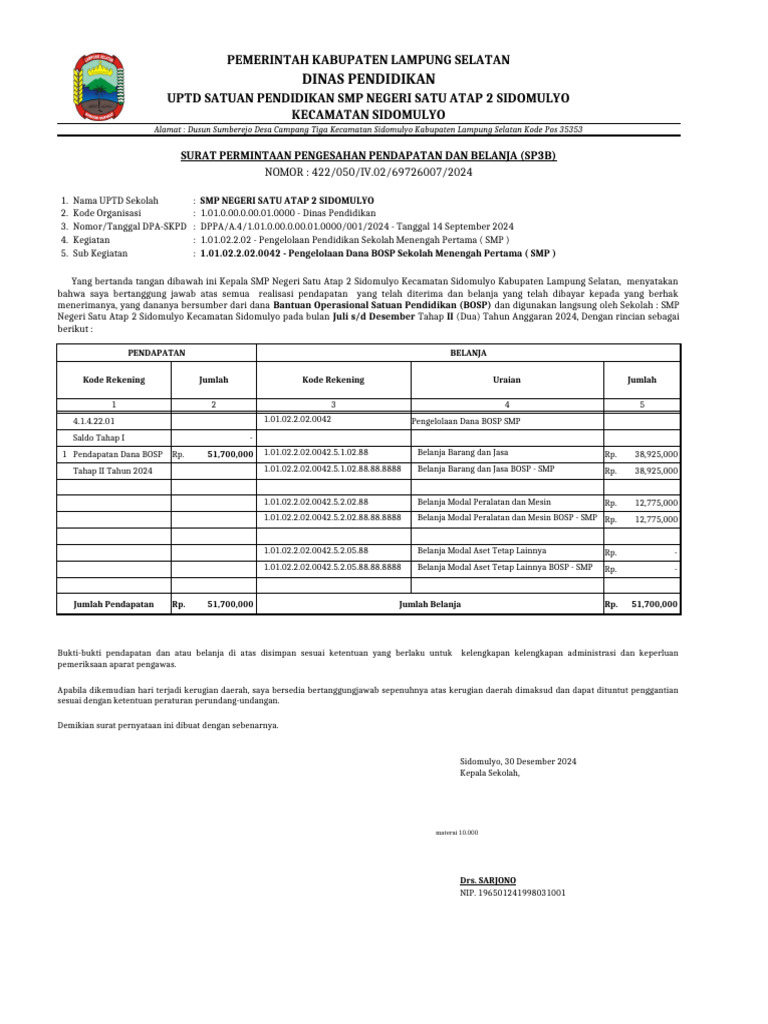 FORMAT BOSP SMP TAHAP II TAHUN 2024 Baru | PDF