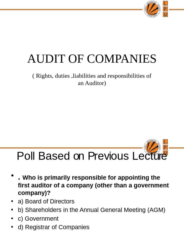 Lecture 4 - Audit of Companies - Remuneration - Qualifcation and ...