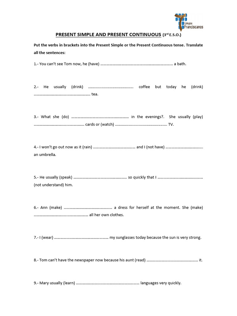 Present Simple - Present Continuous | PDF