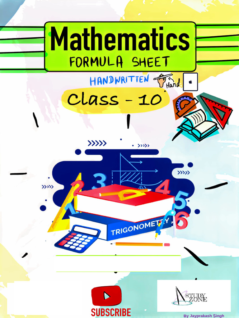Class 10 Maths Formula Study zone | PDF