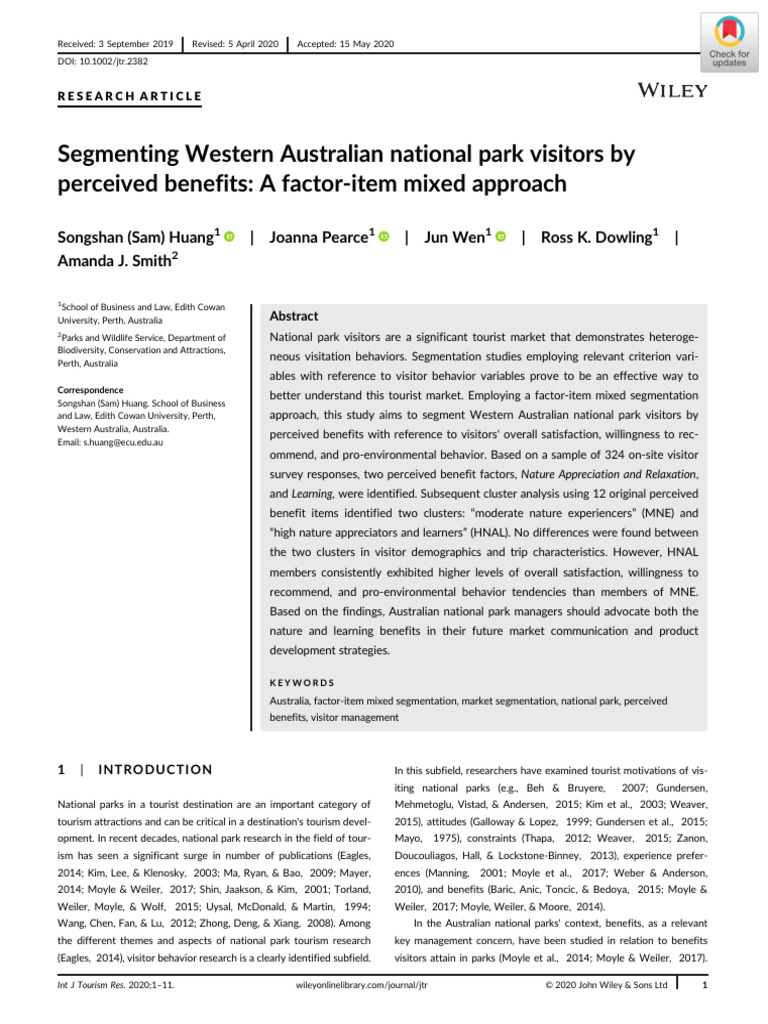 Segmenting Western Australian National Park Visitors by | PDF | Market ...