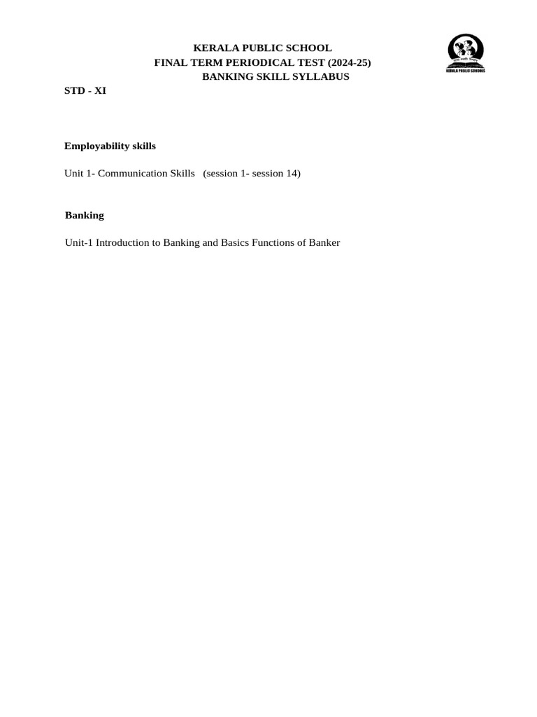 Banking Syllabus | PDF