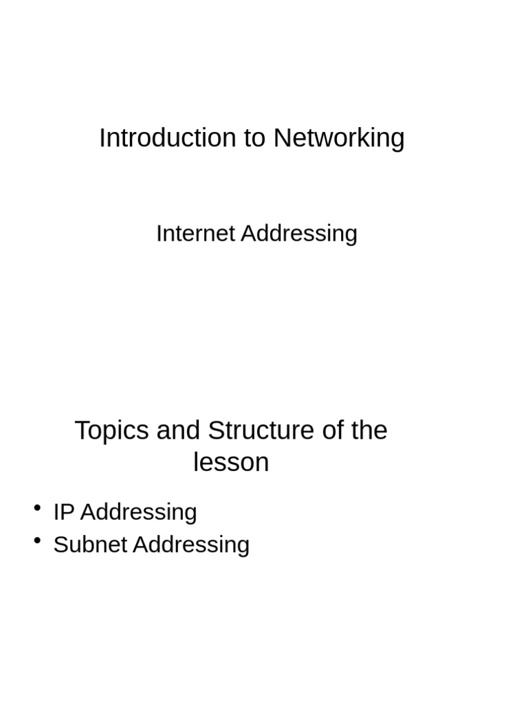 Lesson 09 - Internet Addressing | PDF | Ip Address | Computer Network
