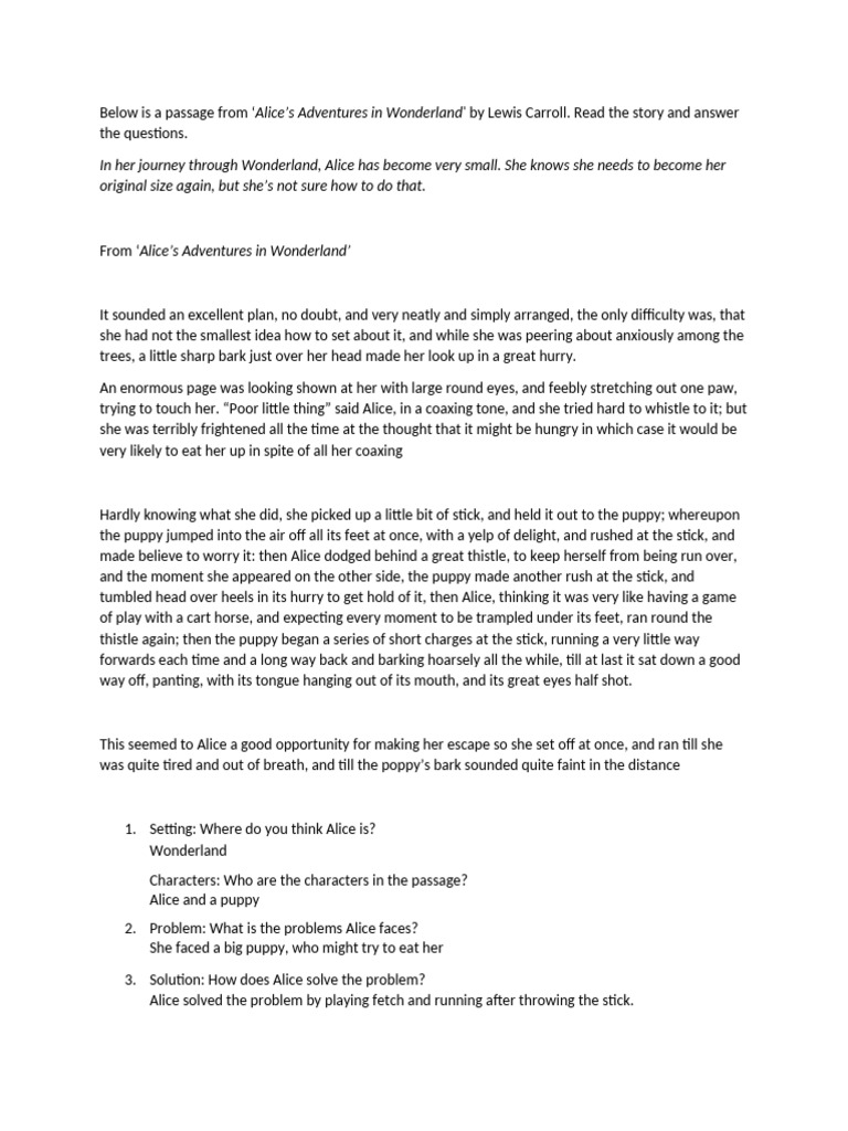 Narrative Writing Elements | PDF | Alice (Alice's Adventures In Wonderland)