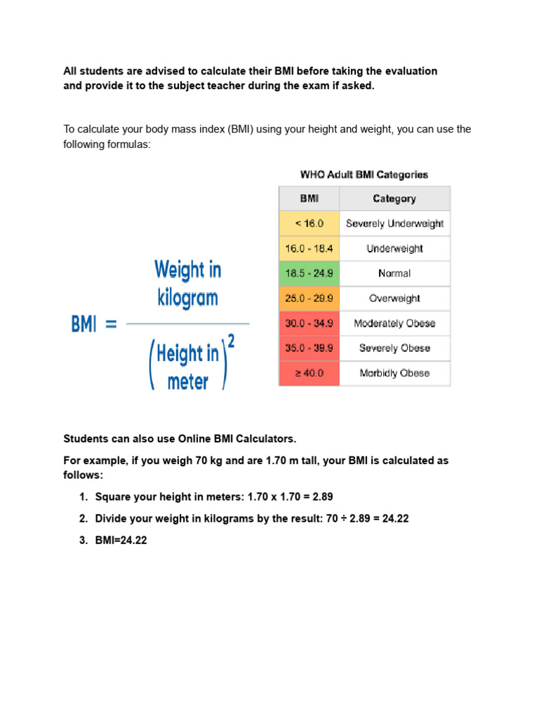 BMI Calculators. | PDF