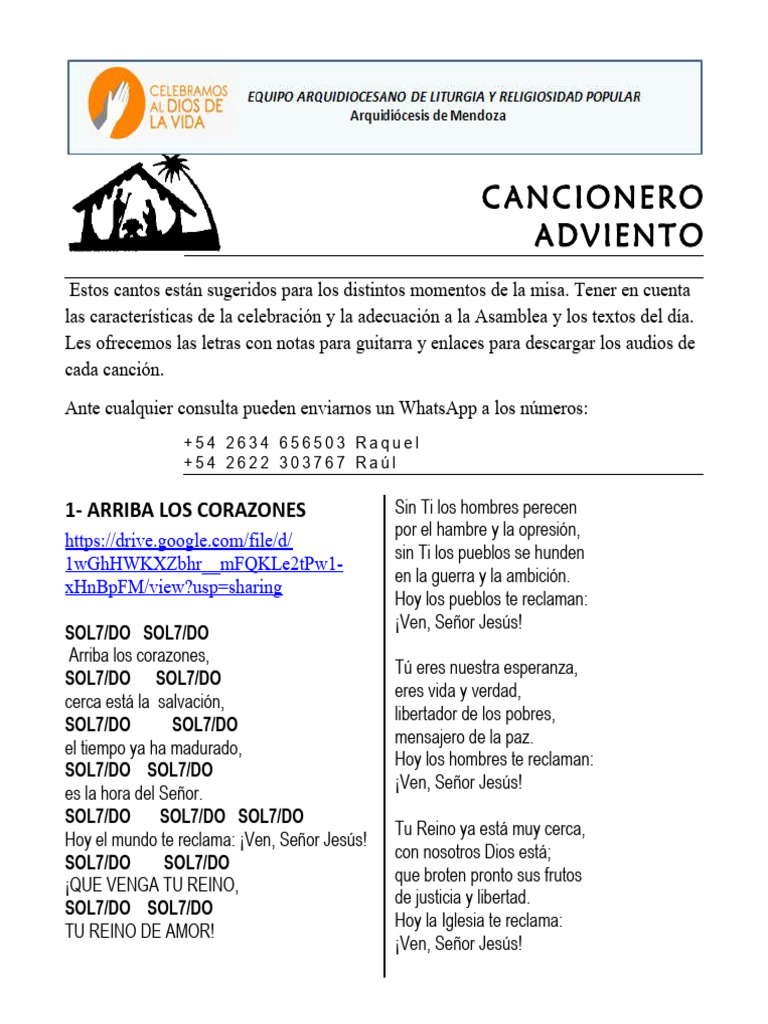 Cancionero Adviento Notas para Guitarra y Enlaces para Audios | PDF | Cristo (título) | Amor