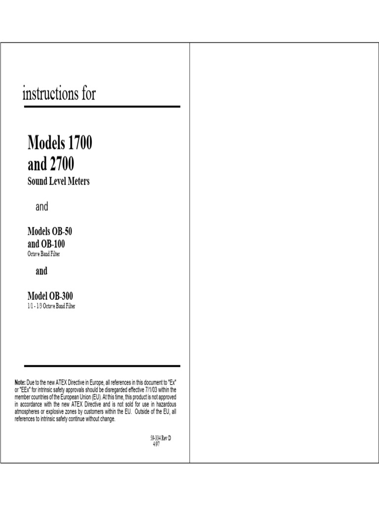 Models 1700 and 2700 Sound Level Meters | PDF | Electrical Engineering ...