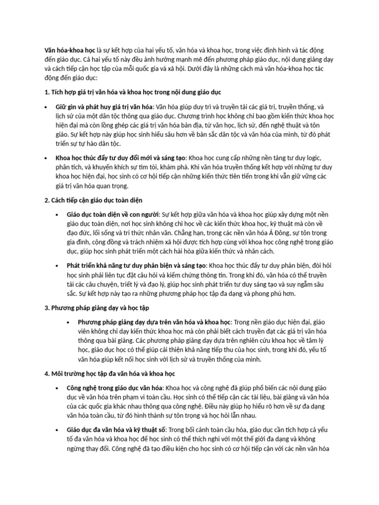 văn hóa khoa học tác động đến giáo dục -Nhap mon KHGD | PDF