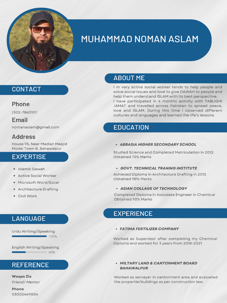 Blue and White Background Simple Resume | PDF