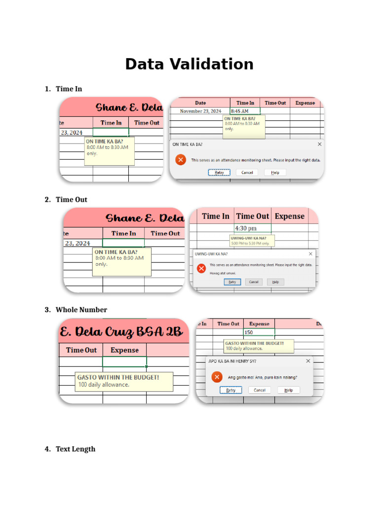 Excel Data Validation | PDF