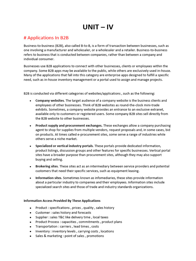 eComm - Unit 4 (1) | PDF | Electronic Data Interchange | Lean Manufacturing
