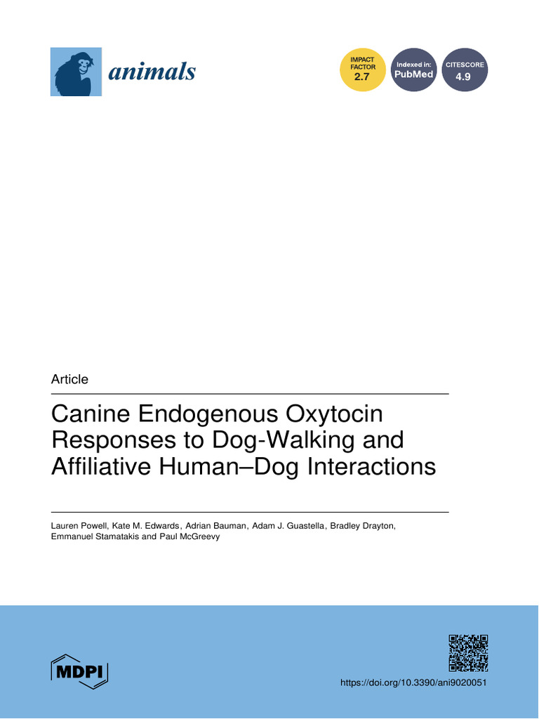 2019 Canine Endogenous Oxytocin Responses to Dog walking and ...