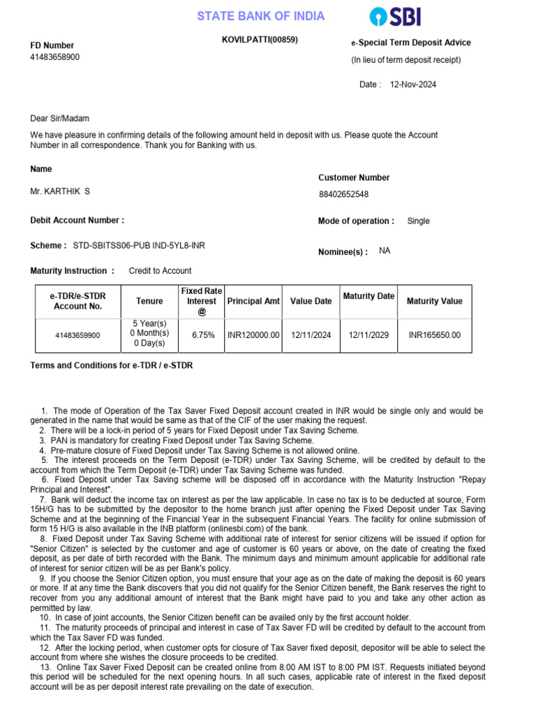 Fd Document | PDF | Personal Finance | Economies