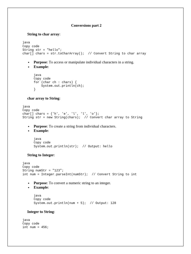 Conversions part 2 | PDF | String (Computer Science) | Integer (Computer Science)