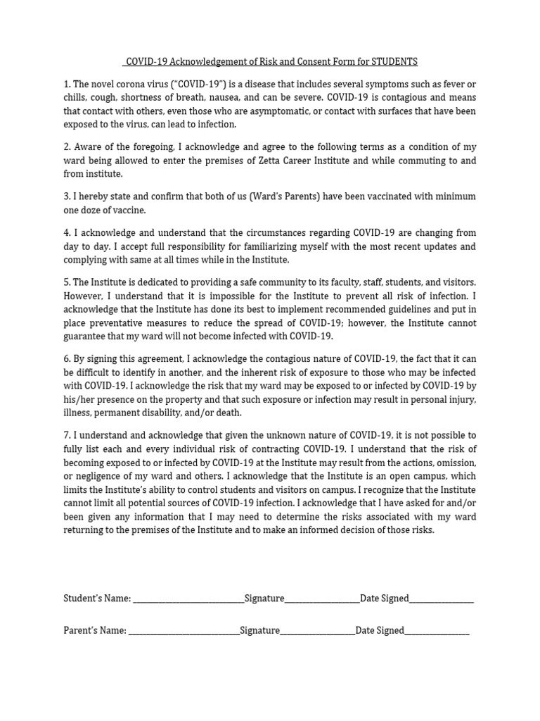CONSENT FORM(1) | PDF | Infection | Clinical Medicine