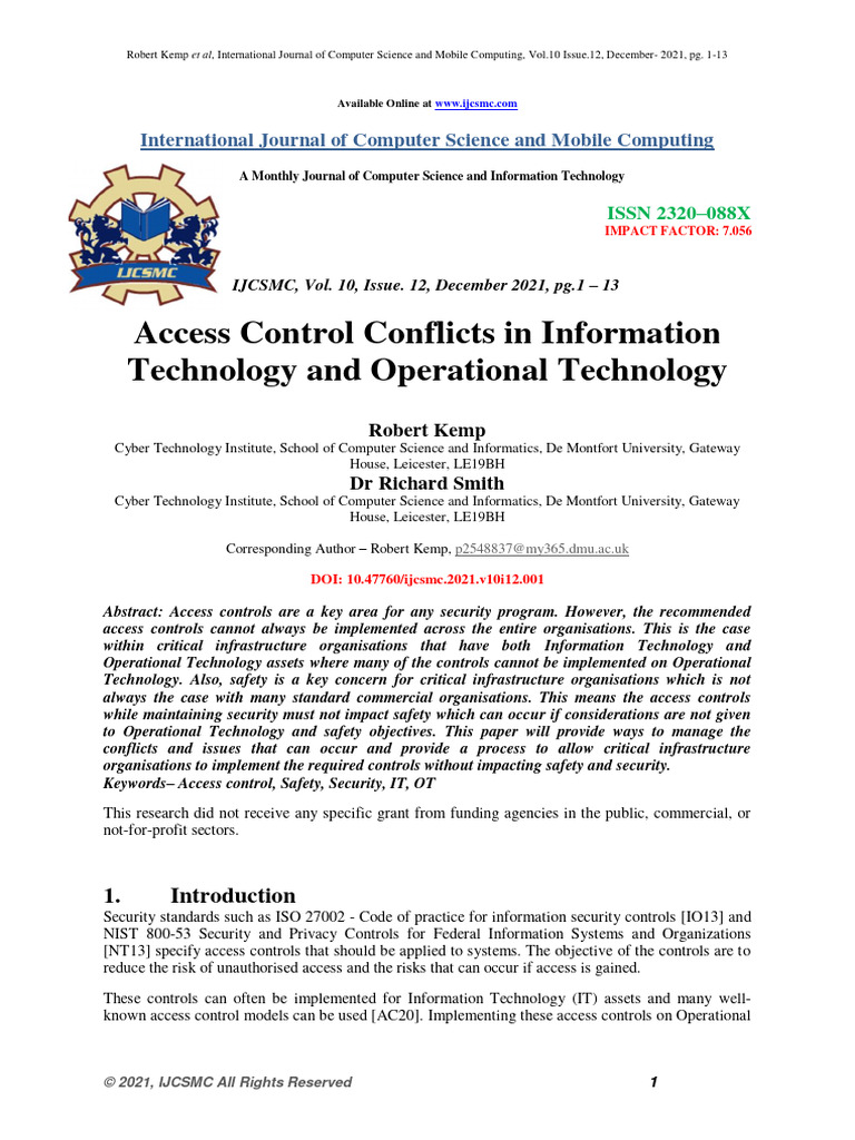 Access Control Conflicts in Information | PDF | Computer Security ...