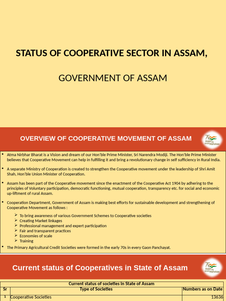 Assam-FINAL PPT - Minister of Coop | PDF | Dairy | Cooperative