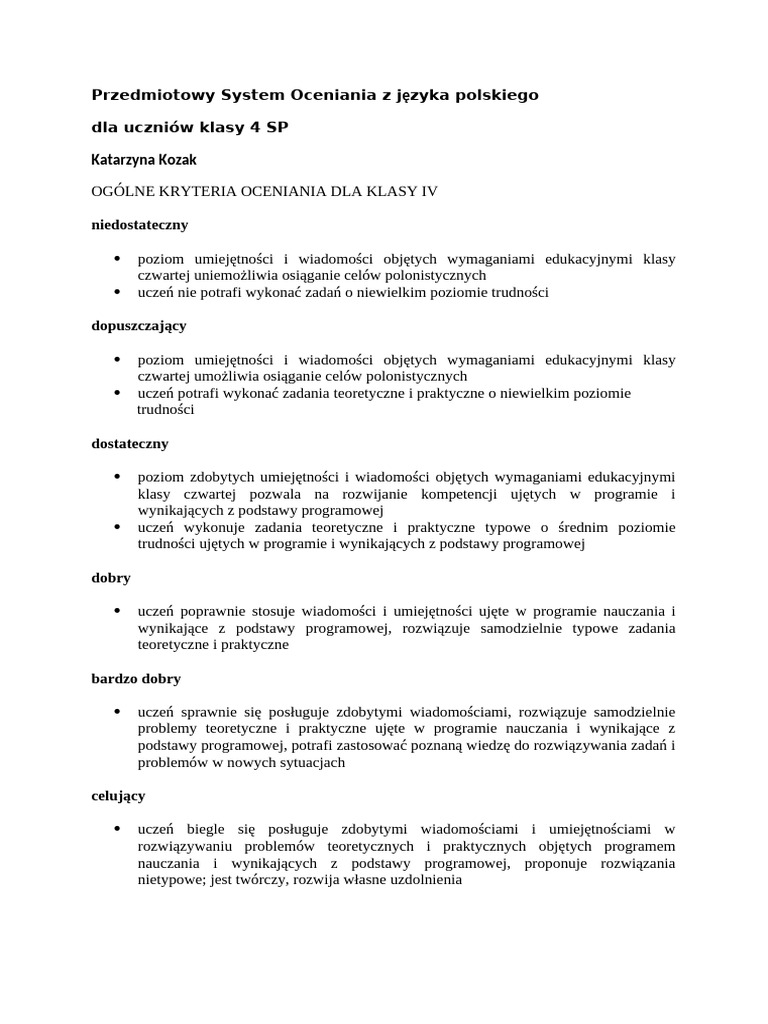 Pso J.polski Dla SP | PDF