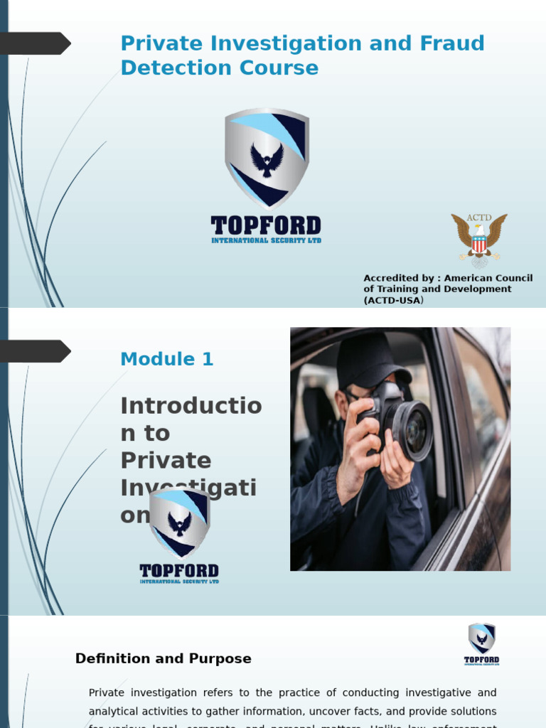 Introduction to Private Investigation | PDF | Private Investigator ...