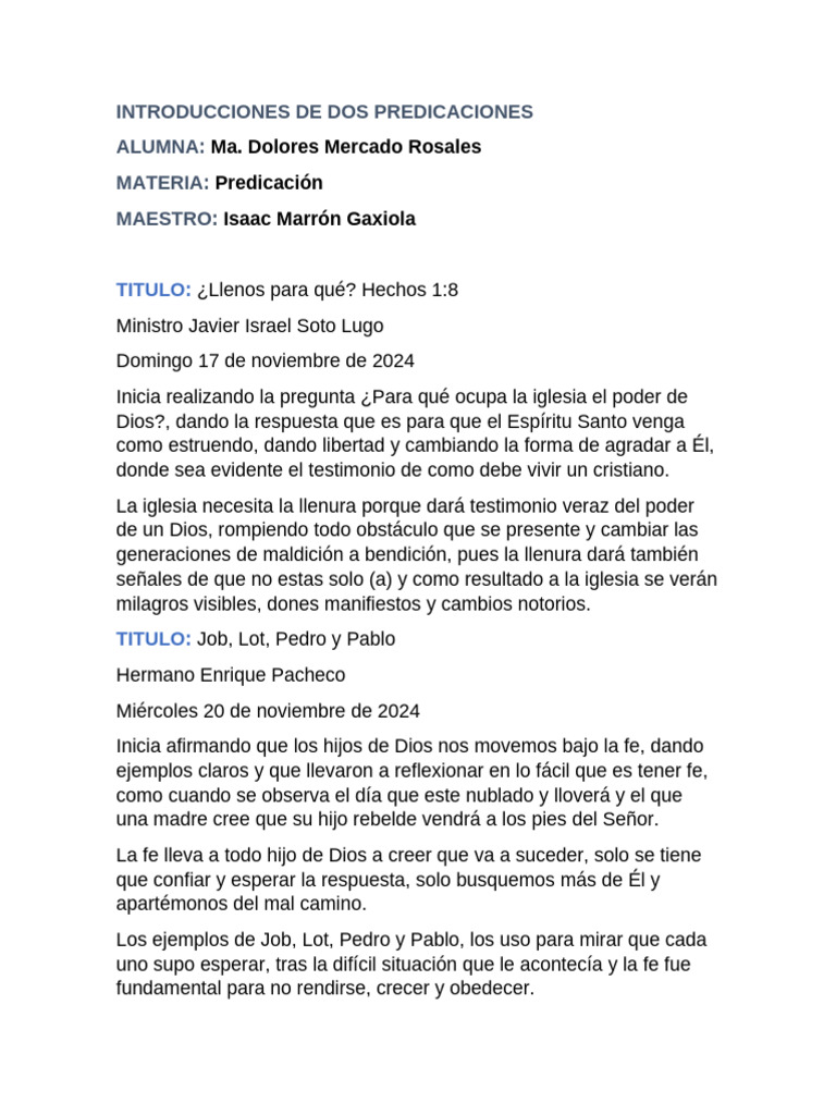 INTRODUCCIONES DE DOS PREDICACIONES | PDF