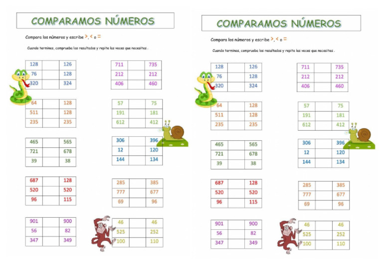 ACTIVIDAD DE COMPARACIÓN DE SIGNOS 2024 | PDF