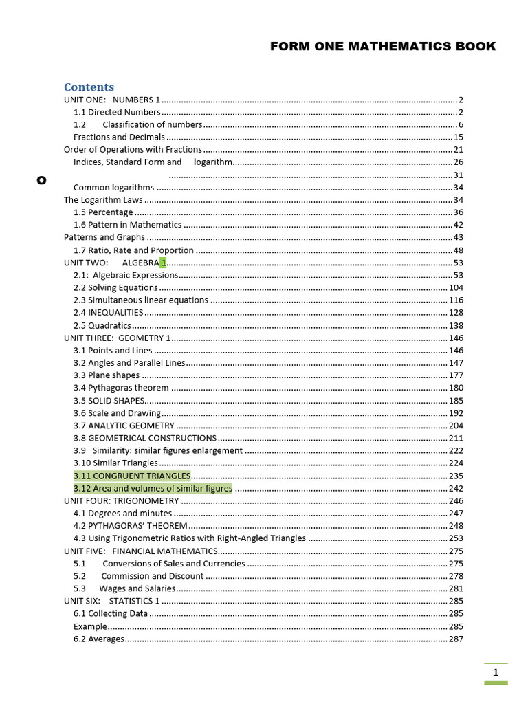 Form-1 Math Hema Books (1) | PDF | Mathematical Concepts | Algebra